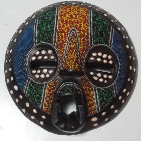 Accents | Wood African Mask Beaded Tribal Ceremonial Ghana Mask | Poshmark